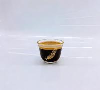 China 6PCS Crystal Clear Glass Cup 65ML Espresso Glass Cups Set With Golden Flower for sale