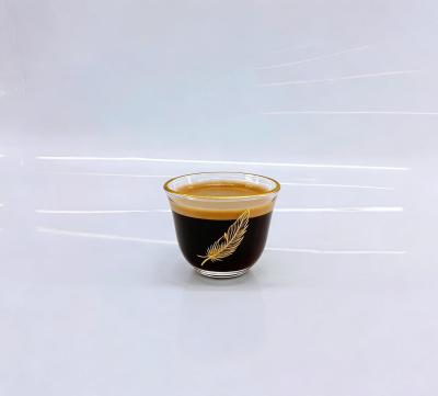 China 6PCS Crystal Clear Glass Cup 65ML Espresso Glass Cups Set With Golden Flower for sale
