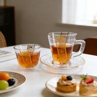China Lead free 36 piece glass cup sets combining crystal transparency and sturdy design ideal for showcasing rich amber hues of Arabic tea and coffee for sale