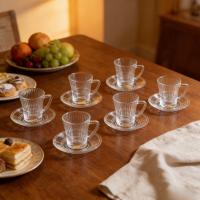 China 12pcs Set Glass Tea Cups 6pcs Turkish Cups 6pcs Saucers 110 Ml Capacity Perfect For Serving Tea In Hotels Cafes And Restaurants for sale