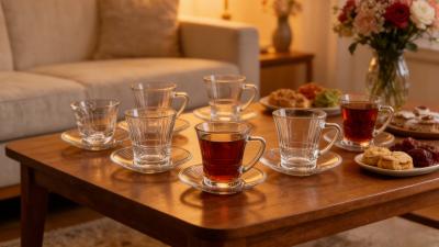 China Max diameter 68mm 12pcs Glass Cup Sets 6pcs Turkish Cups 6pcs Saucers Capacity 110 Ml Per Cup Ideal For Commercial Durable And Stylish for sale