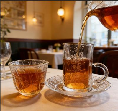 China 36Pcs Floral Pattern Glass Tea Cup & Saucer Set with Cawa Cups |– Perfect for Tea & Cawa Coffee Service for sale
