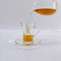 China Transparent Glass With Gold Flower Pattern Machine Made Glass Cup Of 12PCS Drink ware for sale