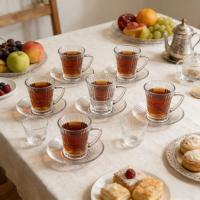 China 18pcs Set Glass Tea Cups 110ml Capacity Lightweight Glass Cup Sets Eco Friendly 120g Per Cup Suitable For Restaurants Hotels And Corporate Events for sale