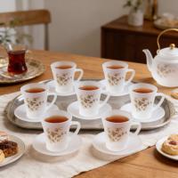 China Glass Cup Sets 12pcs Sets 6pcs Turkish Cups 6pcs Saucers Lead Free Mouth Outer Diameter 68mm Durable Clear Glassware Ideal For Commercial for sale