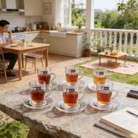 China Durable Glass Drinking Sets 18pcs Set Glass Tea Cups Dishwasher Safe Suitable for Hospitality Industry and Office Environments Ensuring Performance for sale