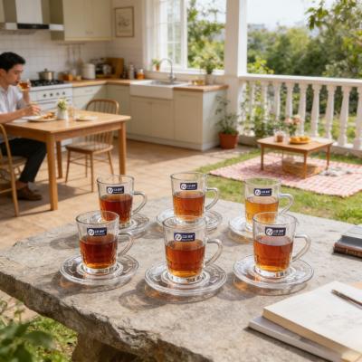 China Durable Glass Drinking Sets 18pcs Set Glass Tea Cups Dishwasher Safe Suitable for Hospitality Industry and Office Environments Ensuring Performance for sale