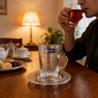 China Glass Cup Sets 12pcs Set 6pcs Turkish Cups 6pcs Saucers Featuring 54mm Mouth Outer Diameter and 133ml Capacity per Cup Suitable for Daily Beverage Serving for sale