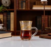 China Turkish Gold Tea Cup Set Drinkware Glass Hand-Applied Decals for Gift for sale