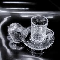 China 36 Set of 90ml Glass Tea Cups & Saucers with 65ml Cawa Cups for Serving Small Portions of Beverages in Food Service Industry and Hospitality Venues for sale