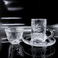 China 36 Set of 90ml Glass Tea Cups & Saucers with 65ml Cawa Cups for Serving Small Portions of Beverages in Food Service Industry and Hospitality Venues for sale