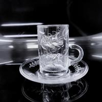 China 6 Cups & 6 Saucers Clear Patterned Glass Set Ideal for Afternoon Tea Service & Special Occasion Gifting for sale