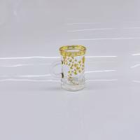 China Six Decorative Glass Cups set featuring food grade glass and gold rim perfect for serving espresso coffee fine teas and social events for sale