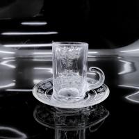 China 12Pcs Clear Glass Cups And Saucers 90ml For Afternoon Tea Service for sale