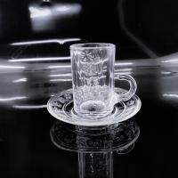 China 12Pcs Clear Glass Cups And Saucers 90ml For Afternoon Tea Service for sale