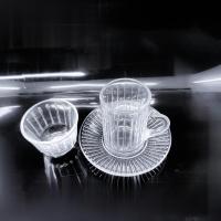 China Lead Free Crystal Glass Tea Cups 18Pcs Cawa Cup Set With Saucers for sale