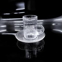 China 12-Piece Clear Patterned Glass Tea Set (6 Cups & 6 Saucers), Premium Lead-Free Glassware Perfect for Tea Service for sale