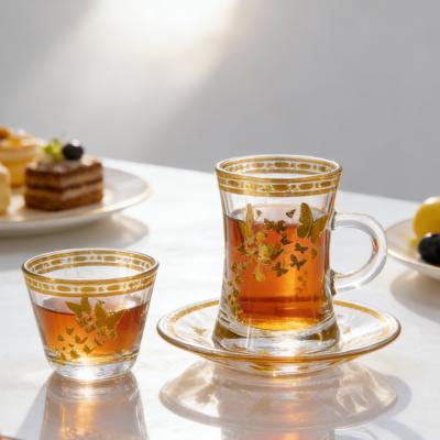 China Glass Cup Sets 36 Piece Collection Lead Free Crystal Tea Cups Cawa Cups And Saucers for sale