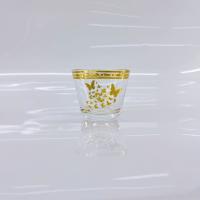 China Decorative Glass Cups Featuring Golden Butterfly Decal and Gold Rim 6 Piece Set with Smooth Transparent Glass Body for Daily for sale