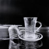 China Modern design glass cup sets 3.35oz tea cup with handle 36pcs tea&coffee cup set for sale