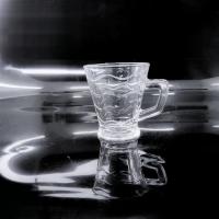 China Ergonomic Handle 100ml Glass Cup Six Set Customized With Wavy Textured Glass Surface for sale