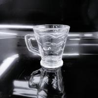 China Ergonomic Handle 100ml Glass Cup Six Set Customized With Wavy Textured Glass Surface for sale