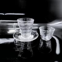 China 36PCS Glass Cup Sets Wavy Pattern Transparent Glass Cups Saucers for sale