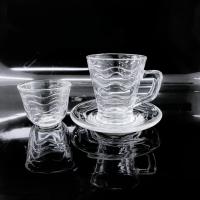 China 36PCS Glass Cup Sets Wavy Pattern Transparent Glass Cups Saucers for sale