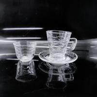 China 36PCS Glass Cup Sets Wavy Pattern Transparent Glass Cups Saucers for sale