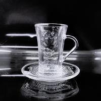 China Rose flower pattern design Glass cup set 3.35oz machine-made glass premium glass for sale