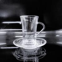 China Safety Crafted Glass Cup Sets 6 Tea Cups And Saucers Sets For Reunion / Party / Business for sale
