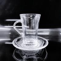 China Safety Crafted Glass Cup Sets 6 Tea Cups And Saucers Sets For Reunion / Party / Business for sale
