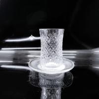 China Lead-free Crystal Glass Elegant Glass Cup Sets 6pcs Turkish Cups 6pcs Saucers Modern Design Style Suitable for Hotels Restaurants and Corporate Gifting for sale