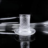 China 6pcs Turkish Cups 6pcs Saucers Glassware Cup Sets Machine Press-molded Durable Elegant Design Suitable for Restaurants Bars and Cafes for sale