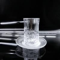 China Without Handle Elegant Glass Cup Sets 6pcs Turkish Cups 6pcs Saucers Height 86mm Stylish Durable Perfect for Restaurants Cafes and Hotels for sale