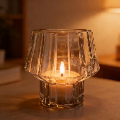 China Wedding Glass Candle Holders 6 Piece Cylinder Valentine's Day Candle Holders for sale