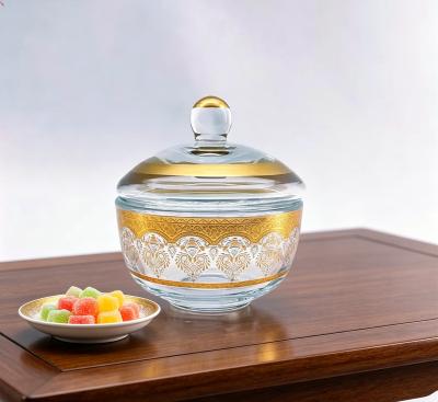 China Crystal Clear Glass Candy Dish Round Shape 5.5cm Depth Storage Candy Holder for sale