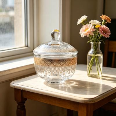China Crystal Glass Handmade Sugar Bowl 230g Weight Modern Sugar Bowls for sale