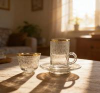China Drinking Glass Cup And Saucers , 18pcs Transparent Glass Cup Sets for sale