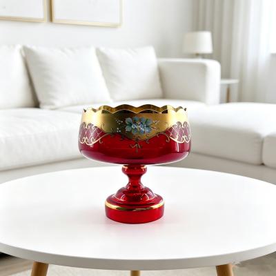 China Daily Decorative Glass Fruit Bowls Piled Flower Pattern Smooth Surface for sale