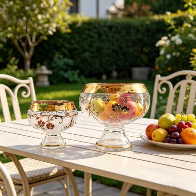 China Modern Large Glass Fruit Bowls With Piled Flower Pattern for sale