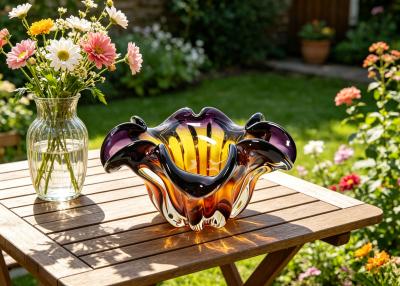 China Handmade Glass Fruit Bowls Smooth Surface Transparent Glass Bowl Lightweight for sale