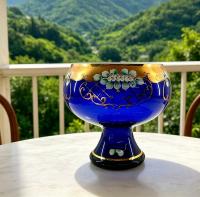 China Blue Glass Fruit Bowls Lightweight Glass Kitchen Tableware Fruit Bowl for sale