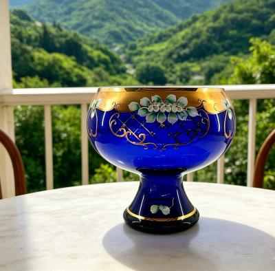 China Blue Glass Fruit Bowls Lightweight Glass Kitchen Tableware Fruit Bowl for sale