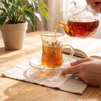 China Luxury Glass Tea Cup Sets 6pcs Turkish Cups 6pcs Saucers  Crafted to Enhance Daily Life with Stylish Tea Drinking Experience for sale