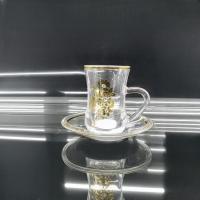 China Decal With Pearl Pattern Clear Glass Tea Cup Set 6pcs Turkish Cups 6pcs Saucers Elegant Design Suitable for Various Tea Types for sale