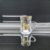 China Decal With Pearl Pattern Luxury Glass Tea Cups Beautiful Glass Tea Set 6pcs Turkish Cups Ideal For Luxury Tea And Coffee Service for sale