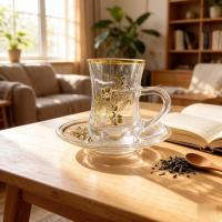 China Luxury Transparent Tea Drinking Cup Set 6pcs Turkish Cups 6pcs Saucers Elegant Durable Clear Glassware Ideal For Office Home And Cafe for sale