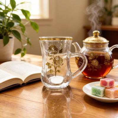China 78MM Height Glass Tea Cups Set 6pcs Turkish Cups Perfect for Serving Tea in Cafes Restaurants and Offices for sale