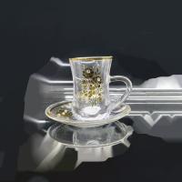 China Elegant Transparent Tea Drinking Cup Set 6pcs Turkish Cups 6pcs Saucers 83ML Capacity for sale
